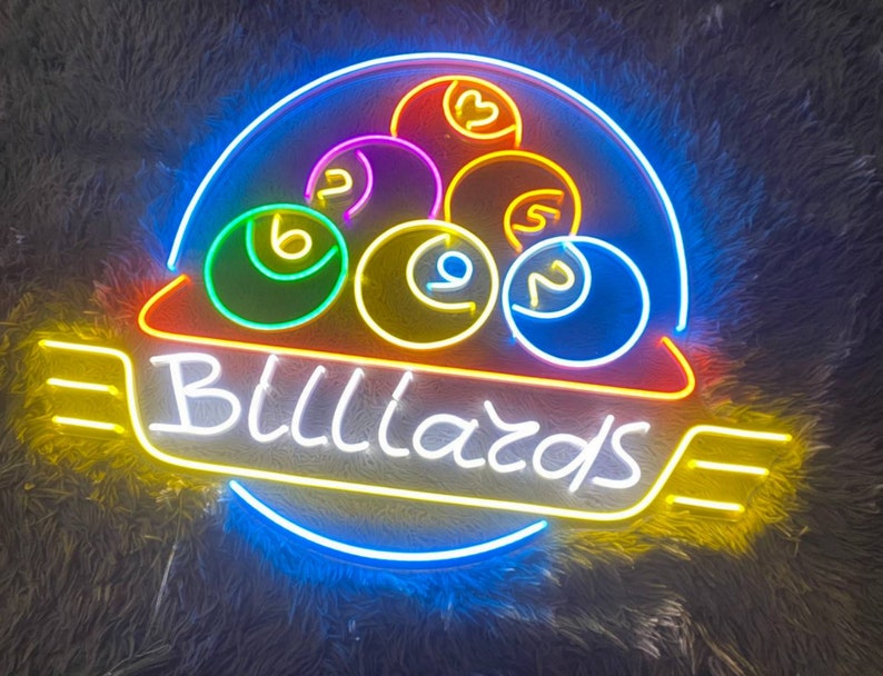 Custom Billiards Led Sign, Billiards Neon Sign, Wall Decor, Billiards ...