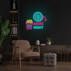 Cinema Neon Sign / Movie Led Light / Custom Neon Sign / Movie Time Led ...
