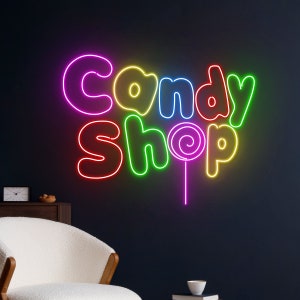 Candy Shop Neon Sign, Candy Led Sign, Lollipop Candy Neon Light, Candy ...