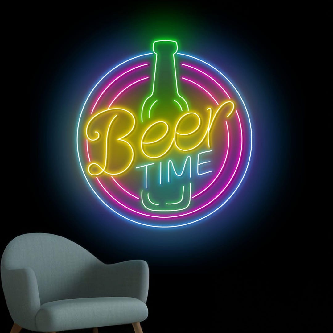 Beer Time Neon Sign, Beer Bottle Led Sign, Beer Time Neon Light, Beer ...