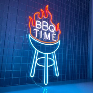 BBQ Time Neon Sign, BBQ Time Neon Sign, Custom Neon, BBQ Party ...