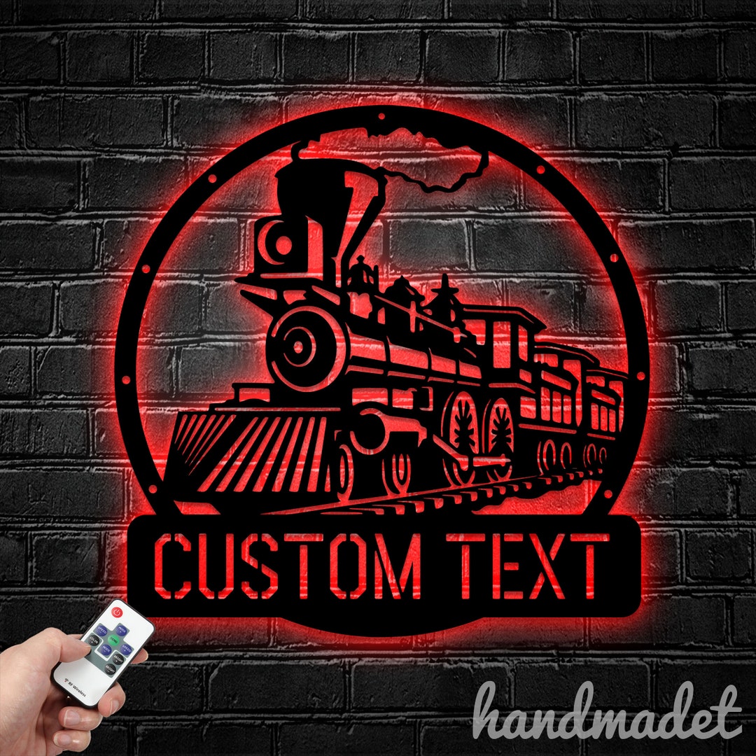 Custom Train Wall Art LED Light - Personalized Train Name Sign Home ...