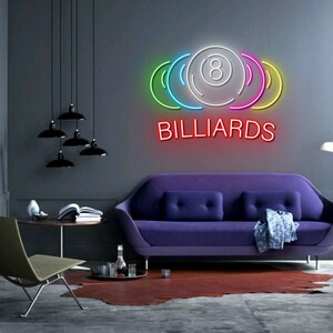8 Ball Billiards Led Sign, Billiards Neon Sign, Wall Decor, 8 Ball Neon ...