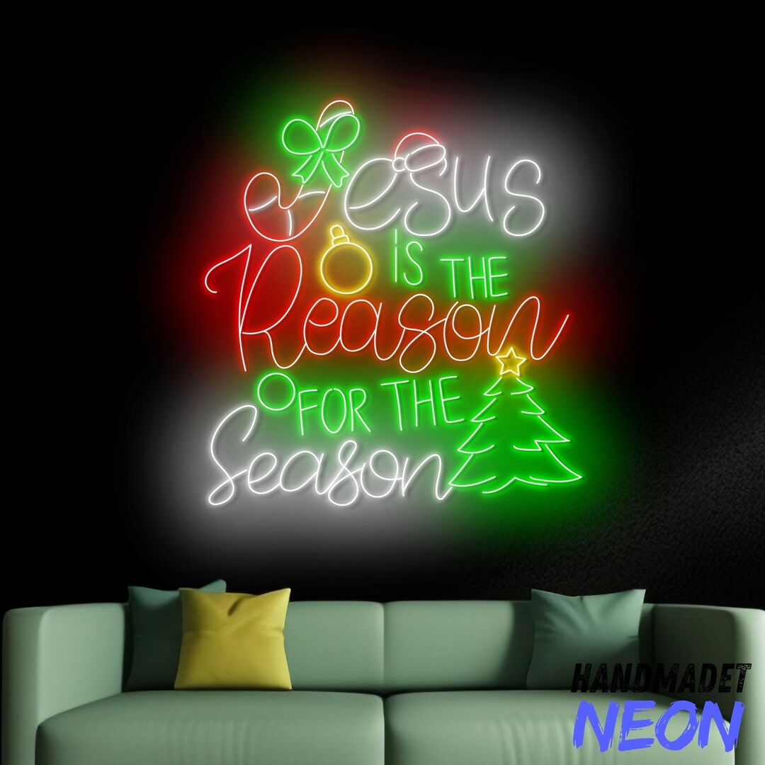 Jesus is the Reason for the Season Neon Sign, Christmas Tree Led Sign ...