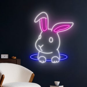 Rabbit Neon Sign, Rabbit Hole Led Sign, Happy Easter Neon Light, Easter ...