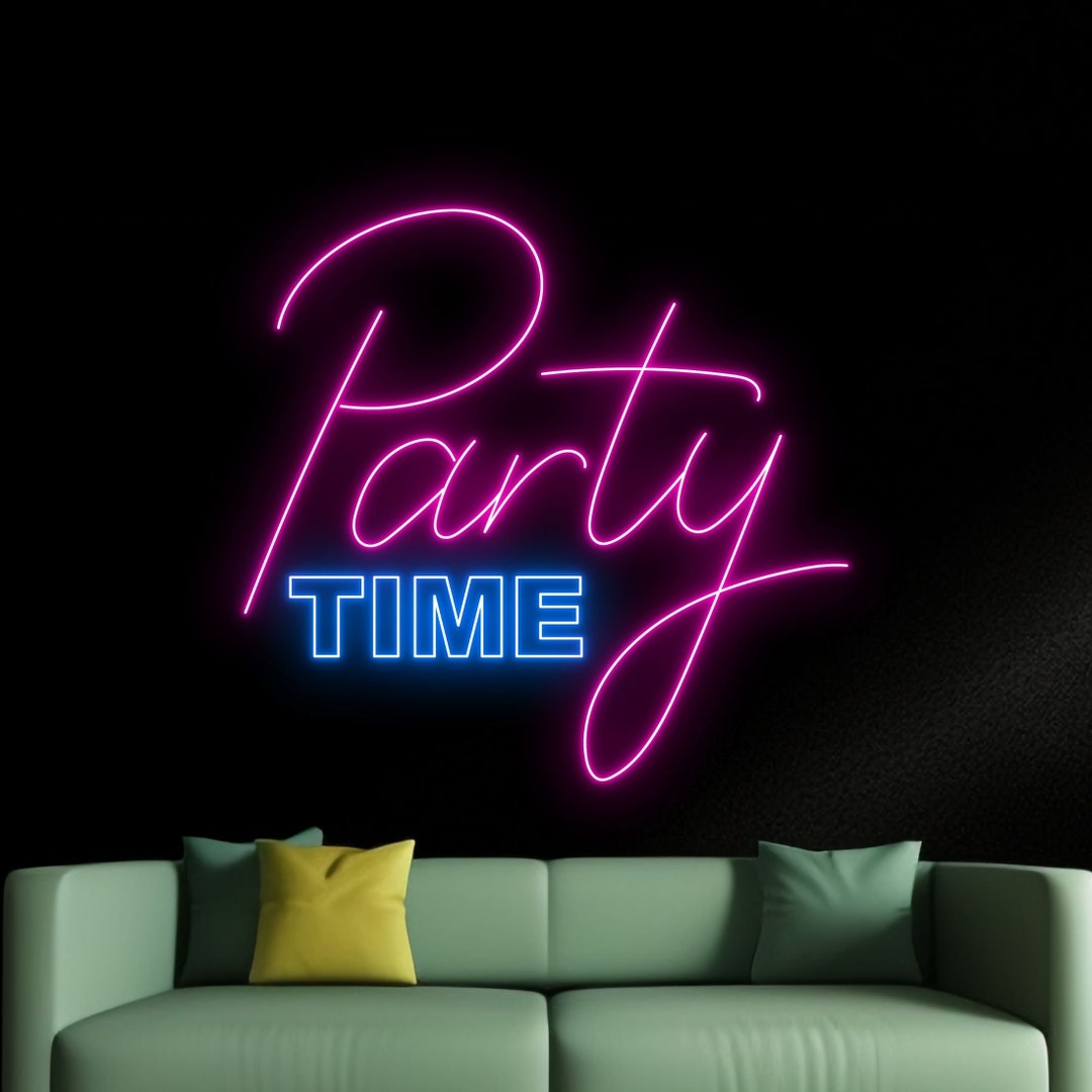 Party Time Neon Wall Sign, Party Led Wall Light, Event Party Led Wall ...