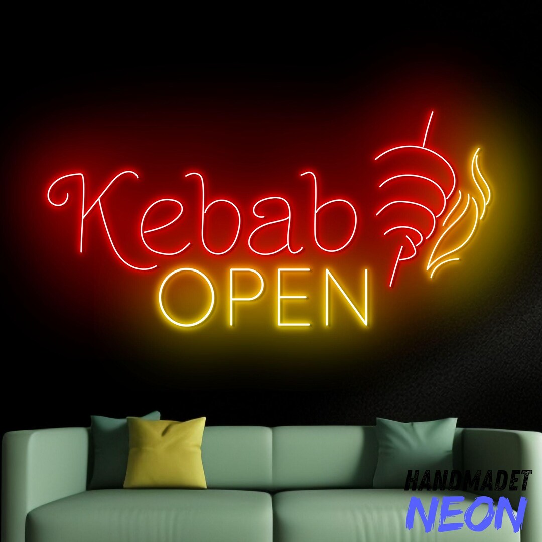 Kebab Open Neon Sign, Doner Kebab Led Sign, Open Kebab Led Light ...
