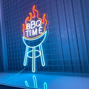 BBQ Time Neon Sign, BBQ Time Neon Sign, Custom Neon, BBQ Party ...