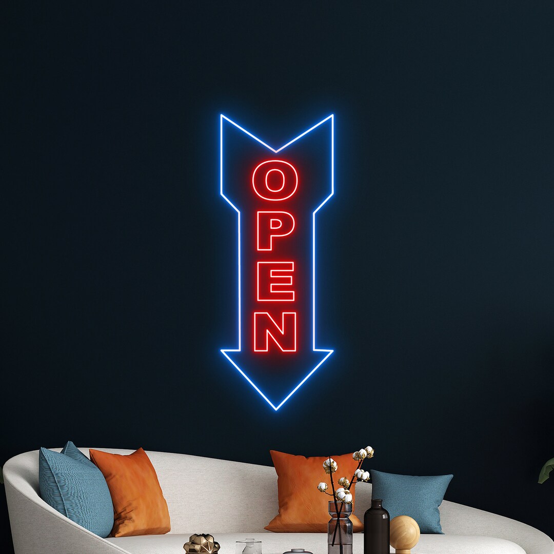 Custom Open Direction Arrow Left Neon Sign, Open Arrow Led Sign, Arrow ...