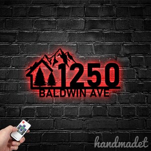 Personalized House Pine Tree House Number, Mountain Home Number Metal ...