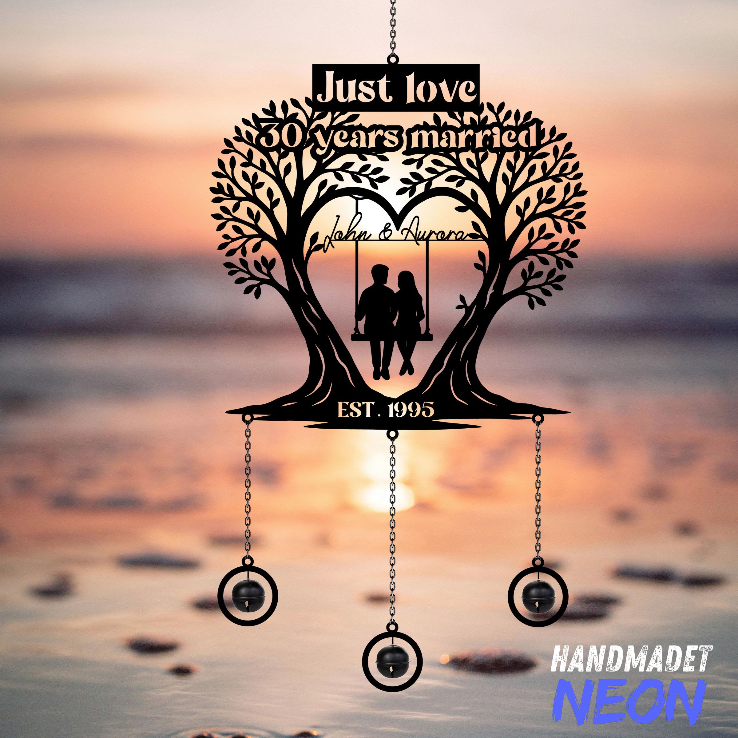 Personalized 30th Wedding Anniversary Wind Chimes Rattle, Custom Couple ...