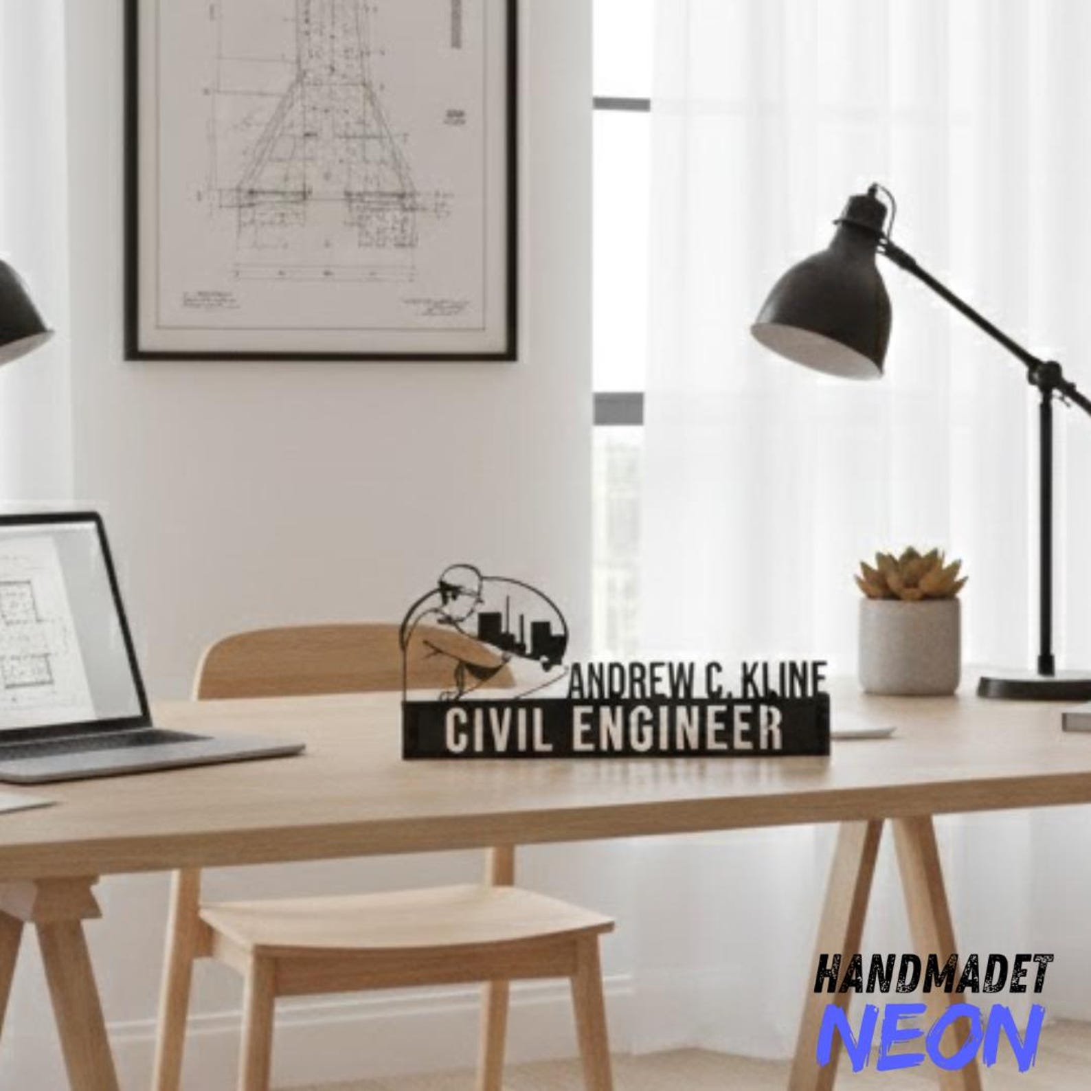 Custom Civil Engineer Metal Desk Name Plate, Engineer Metal Job Name ...