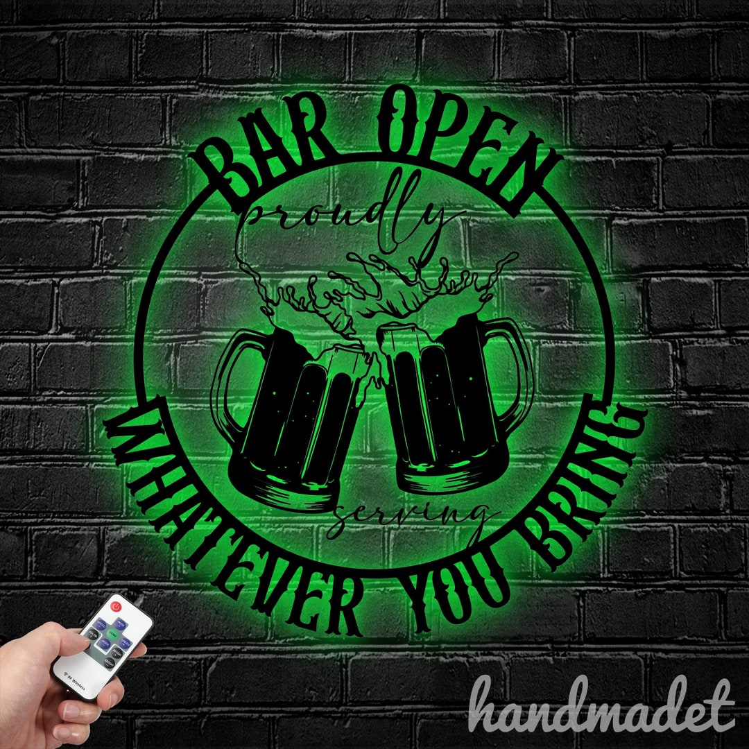 Custom Bar Metal Wall Art LED Light, Bar Metal Sign, Bar Metal Light ...