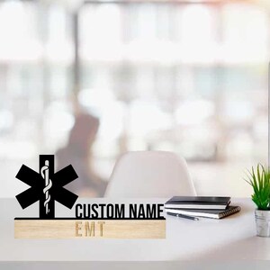 Custom EMT Doctor Desk Name Plate, EMT Doctor Metal Nameplate for Desk ...
