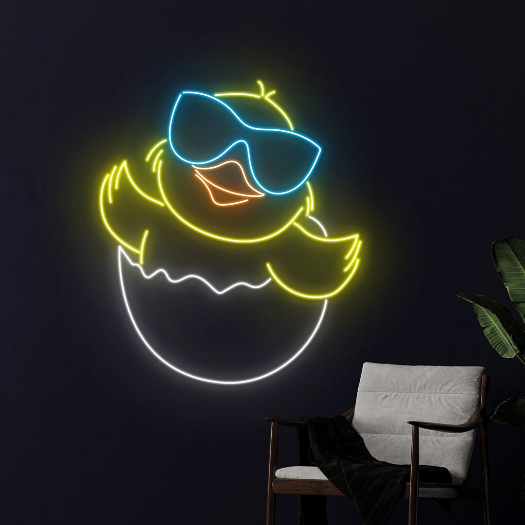 Chick in Eggshell Neon Light, Chick Egg Shell Piece Led Light, Chick ...