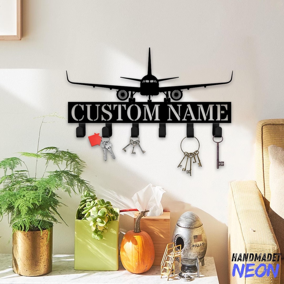 Custom Airplane Key Holder Wall Hanger, Airplane Metal Wall Hooks, Key ...
