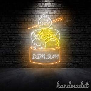 Dim Sum Neon Sign, Cute Dim Sum Led Sign, Dim Sum Led Light, Chinese Dumpling Neon Light, Food ...