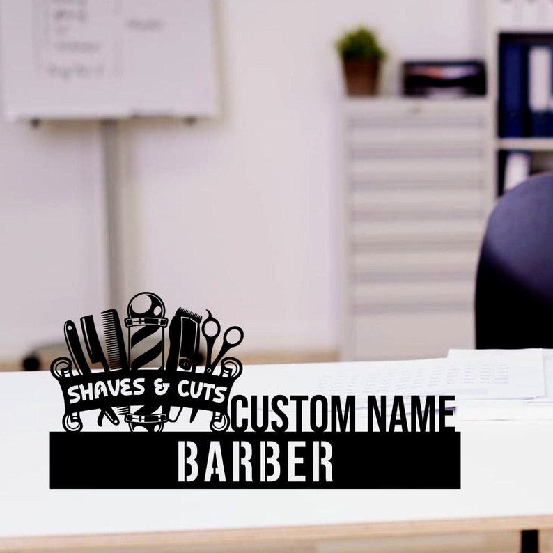 Custom Barber Desk Name Plate, Barber Metal Nameplate for Desk, Barber ...