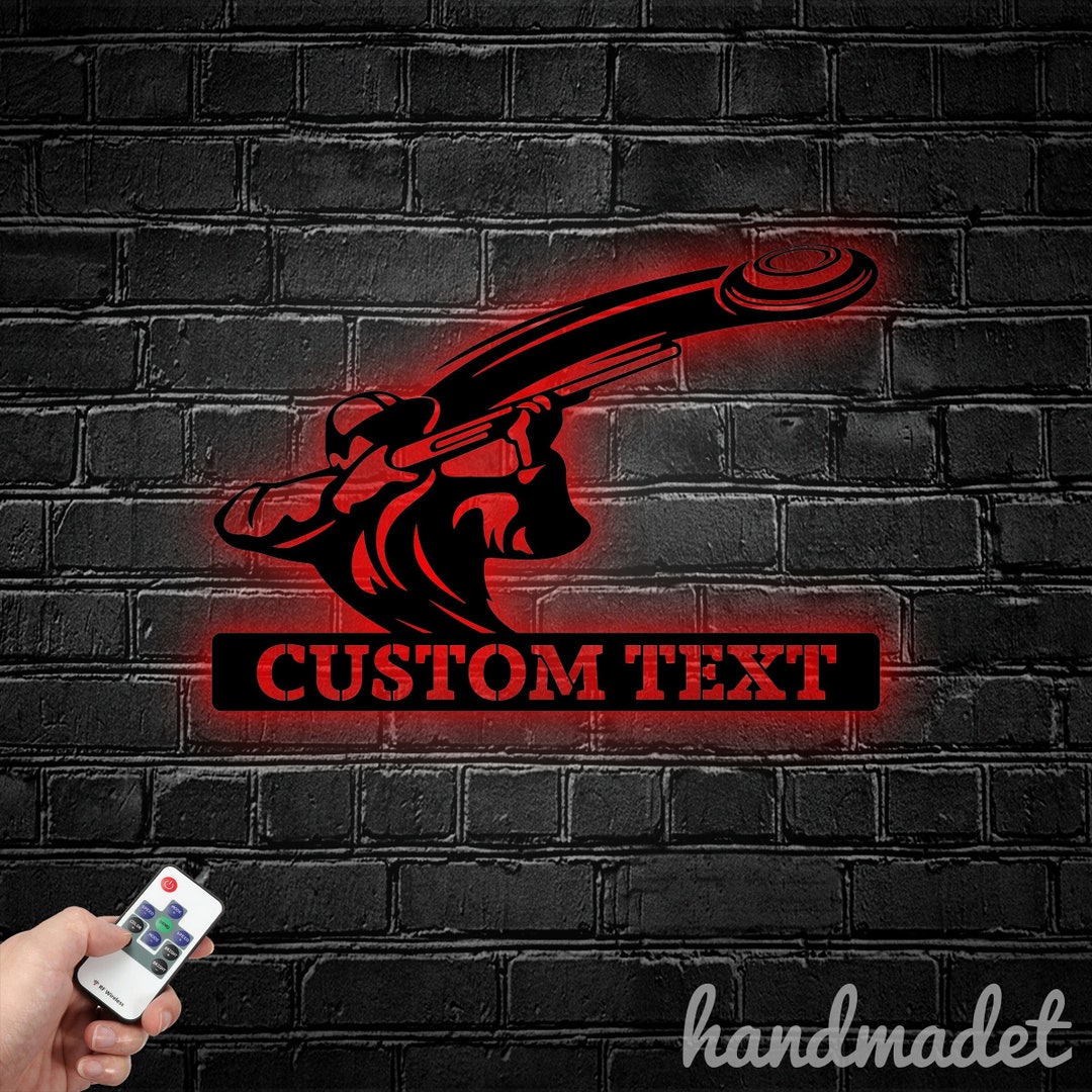 Custom Clay Shooting Metal Wall Art LED Light, Shooting Metal Sign ...
