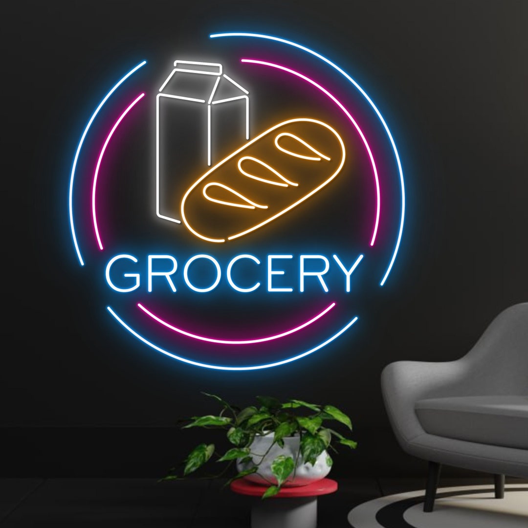 Custom Grocery Store Neon Light, Personalized Grocery Shop LED Light ...