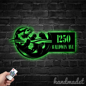 Personalized Otter House Number, Otter Home Number Metal Wall Sign ...