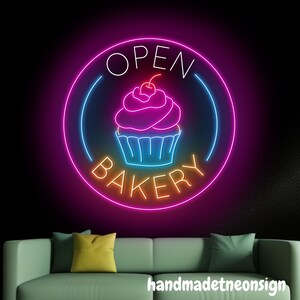 Open Bakery Neon Sign, Cupcake Open Led Sign, Cupcake Neon Light ...