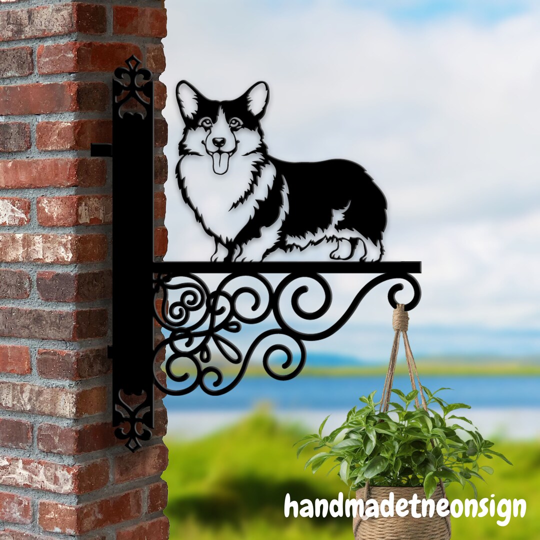 Personalized Corgi Cardigan Dog Hanging Bracket, Corgi Dog Hanging ...