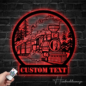 Custom Locomotive Train Metal Sign Wall Art With LED Light ...