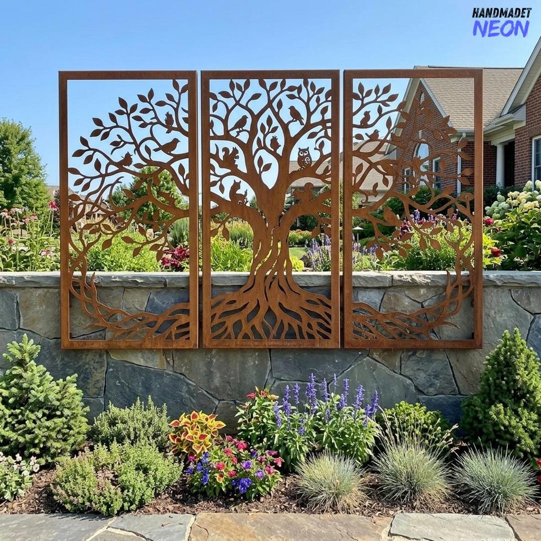 Custom Tree of Life Metal Garden Wall Panel, Tree Privacy Screen Art ...