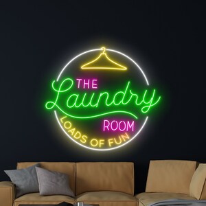 The Laundry Room Led Sign, Wardrobe Hanger Neon Sign, Dry Cleaner Neon ...