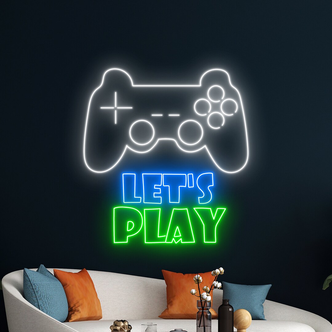 Let's Play Neon Sign, Game Controller Led Sign, Game Player Led Light ...