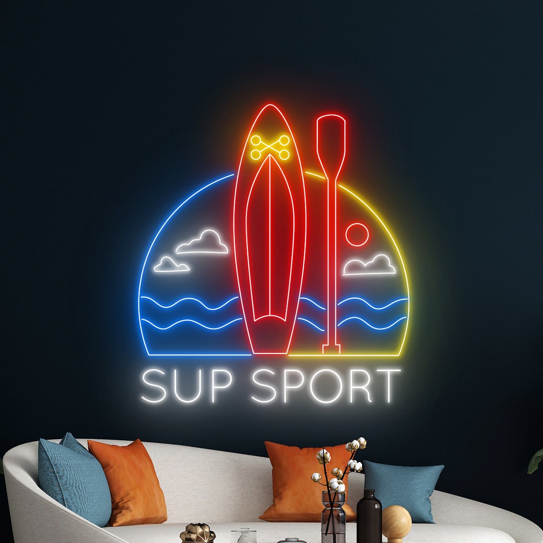 Sup Sport Neon Sign, Paddle Board Neon Sign, Standup Paddleboarding Led ...