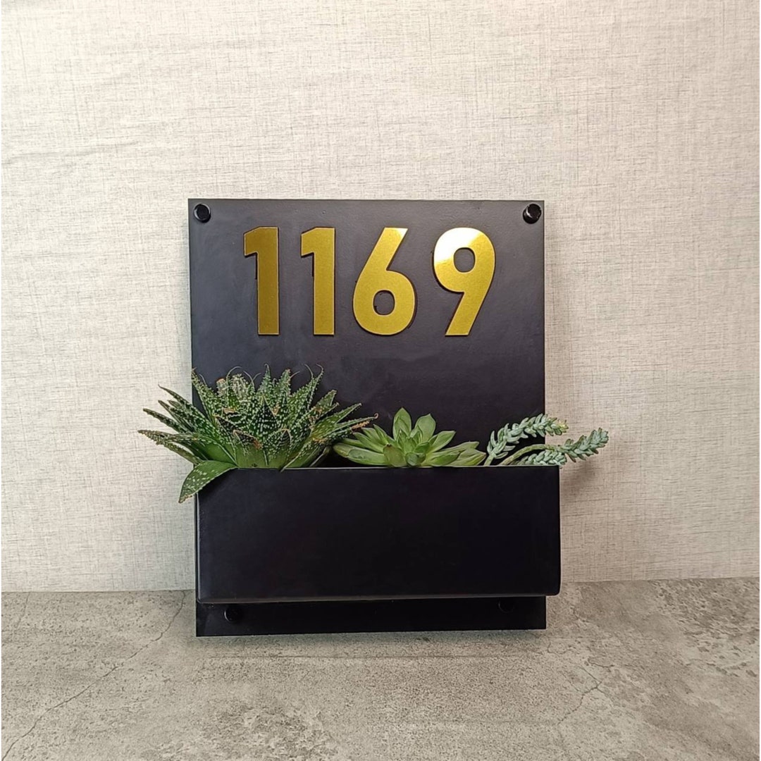 Personalized Succulent Planter House Number Sign, Succulent Box Metal ...