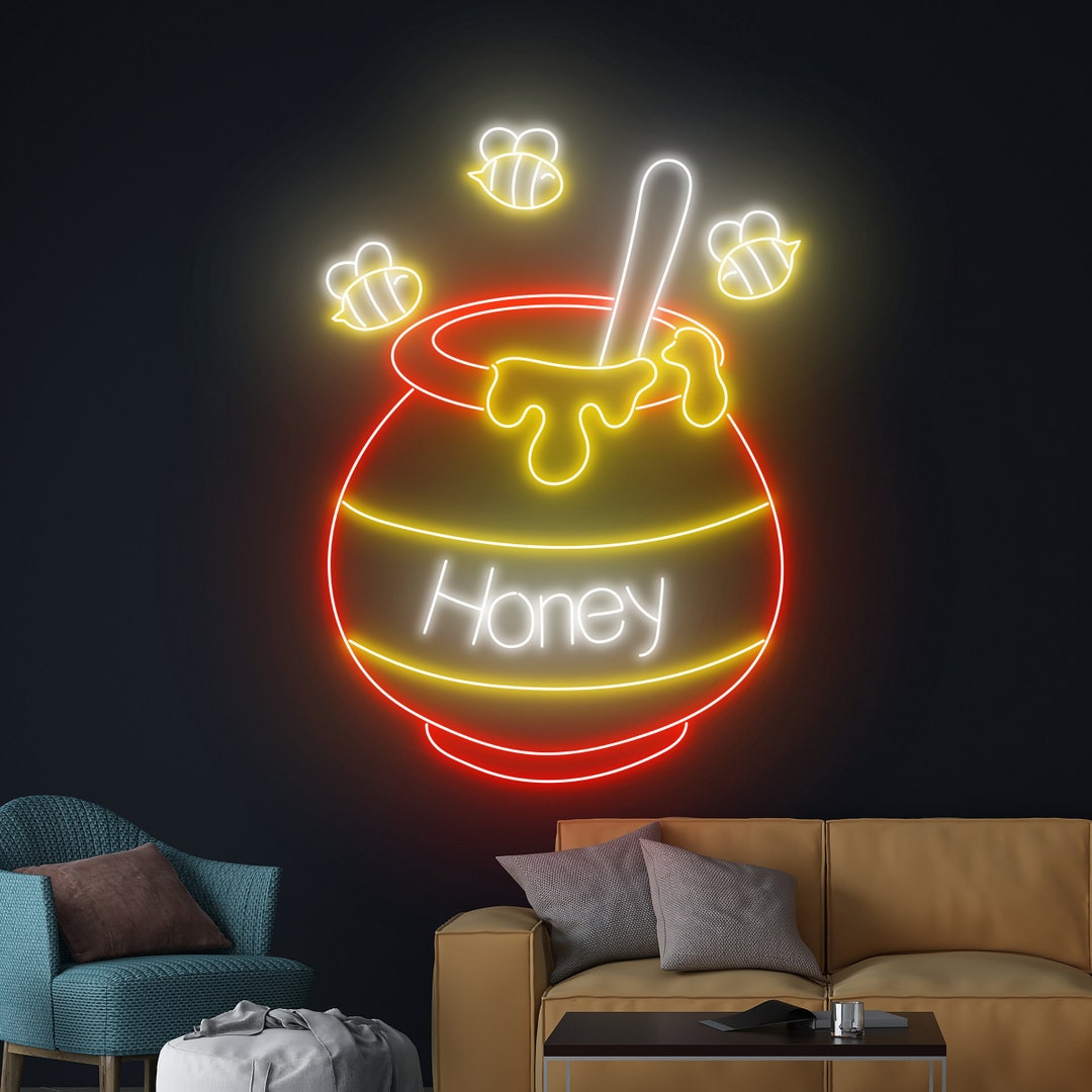 Honey Neon Sign, Honey Led Sign, Honey Led Light, Bee Neon Light ...
