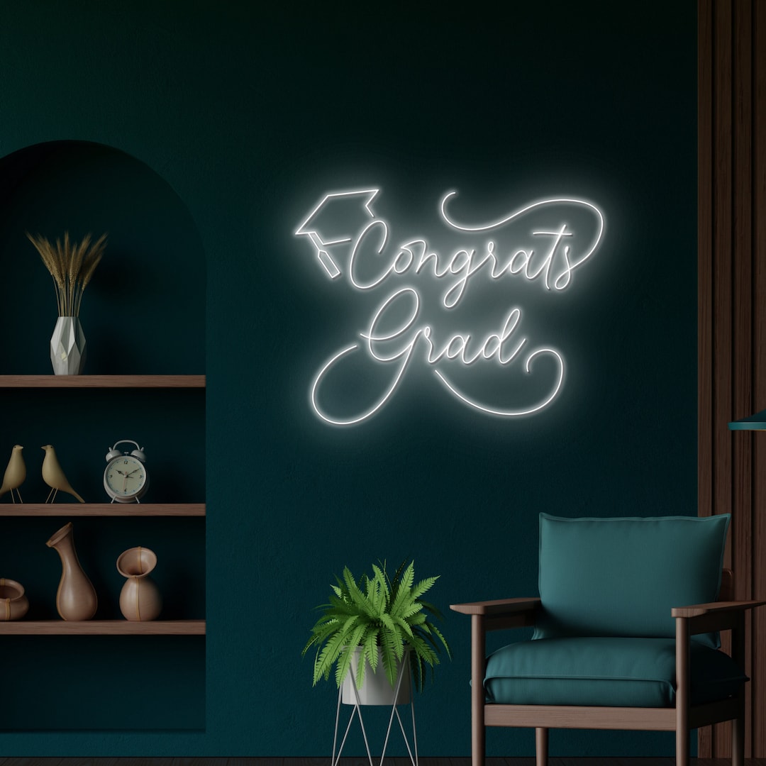 Congrats Grad Neon Sign Custom Graduation Gifts, Neon Light Wall Decor ...