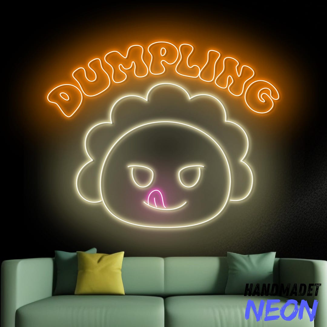 Dumpling Neon Sign, Cute Dim Sum Led Sign, Dim Sum Led Light, Chinese ...