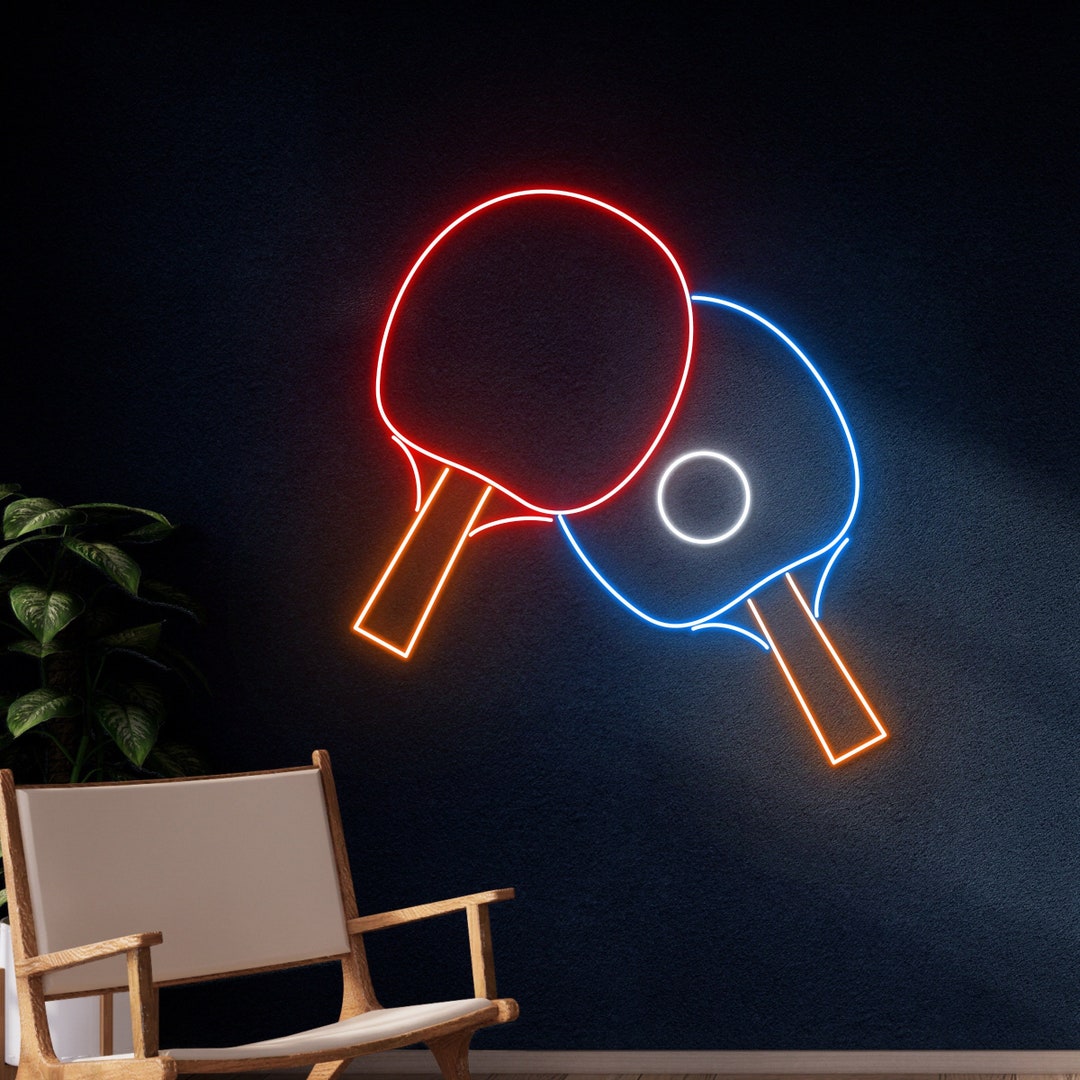 Table Tennis Led Sign, Ping Pong Neon Sign, Table Tennis Racket Neon ...