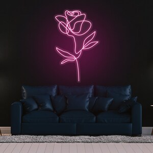 Rose Flower Neon Light Sign. LED Custom Gift for Her, Unique Hand ...