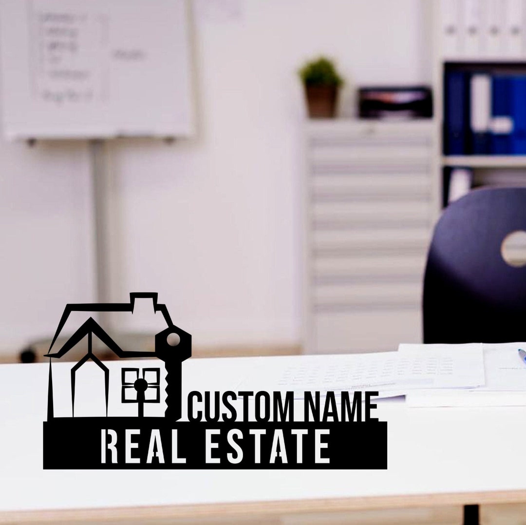 Custom Real Estate Desk Name Plate, Real Estate Metal Nameplate for ...