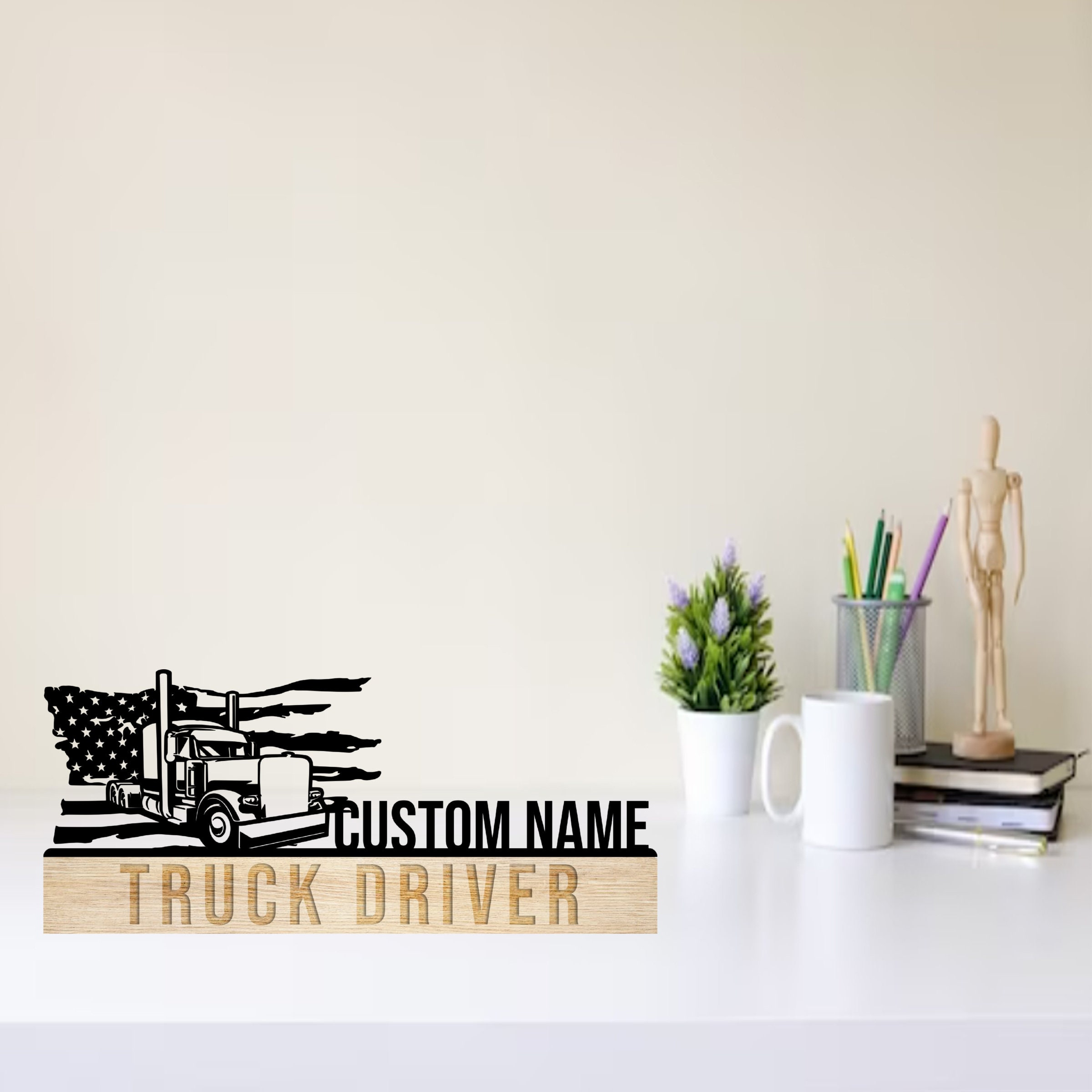 Custom Truck Driver Desk Name Plate, Truck Driver Metal Nameplate for ...
