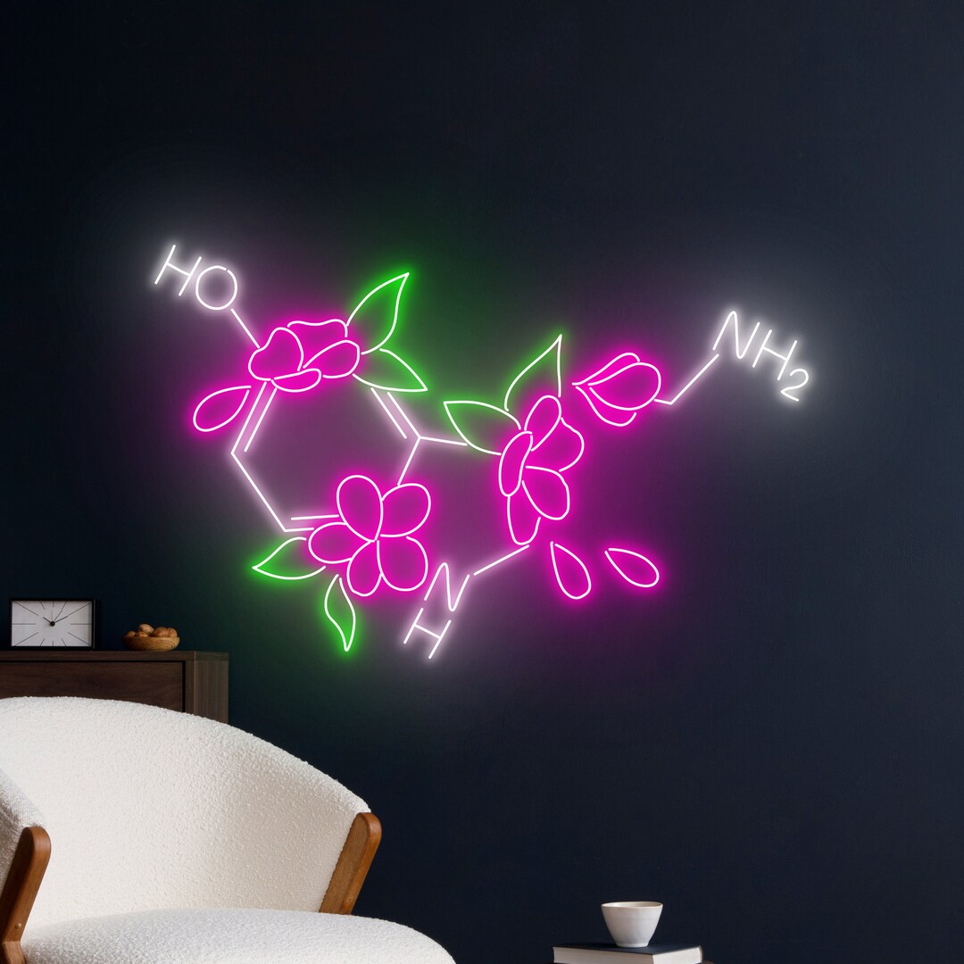 Serotonin Flower Neon Light, Serotonin Happiness Led Light, Chemistry ...
