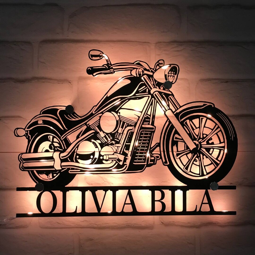 Custom Motocross Biker Metal Wall Art LED Light - Personalized Dirt ...
