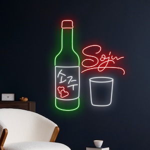 Soju Neon Sign, Soju Glass Shot Neon Light, Soju Bottle Led Light ...
