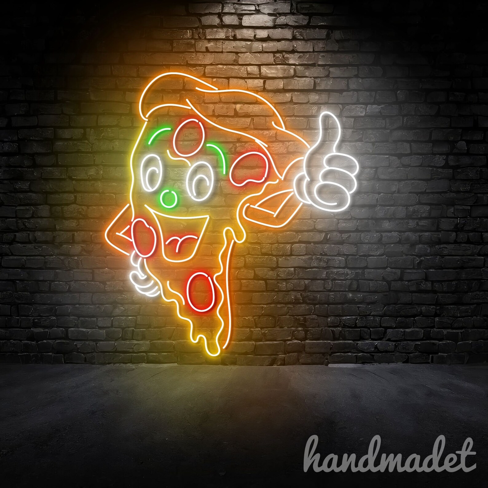Pizza Slice Gives A Thumbs up Neon Sign, Custom Quote Led Sign, Pizza ...