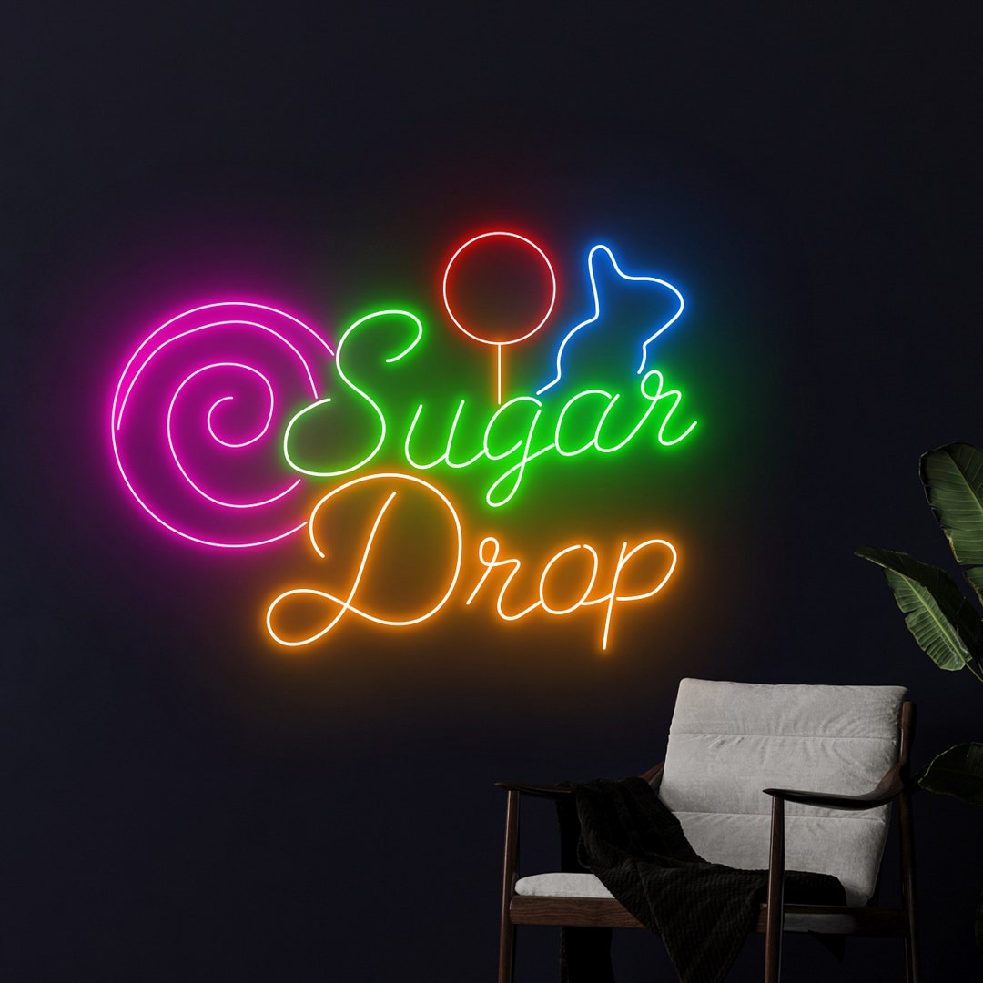 Sugar Drop Candy Neon Sign, Lollipop Led Sign, Lollipop Candy Neon ...