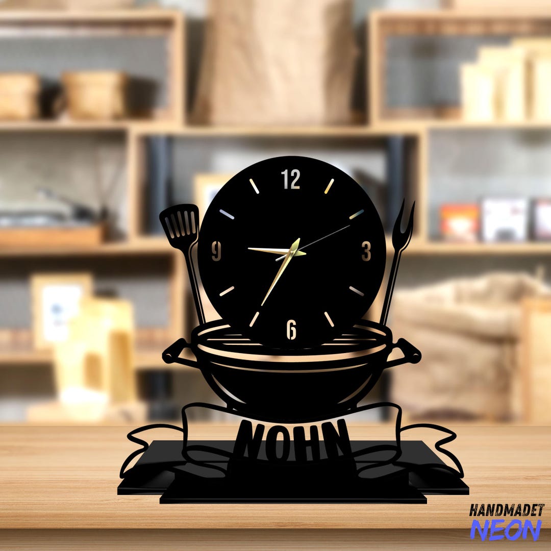 Custom Barbecue Tabletop Metal Clock, BBQ Grill Desktop Clock, BBQ ...
