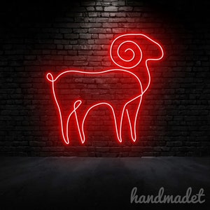 Sheep Line Art Neon Wall Sign, Sheep Led Wall Sign, Animal Neon Wall ...