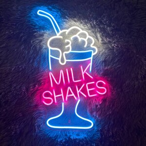 Milkshake Neon Led Sign, Milkshake Neon Sign, Wall Decor, Milkshake Led ...