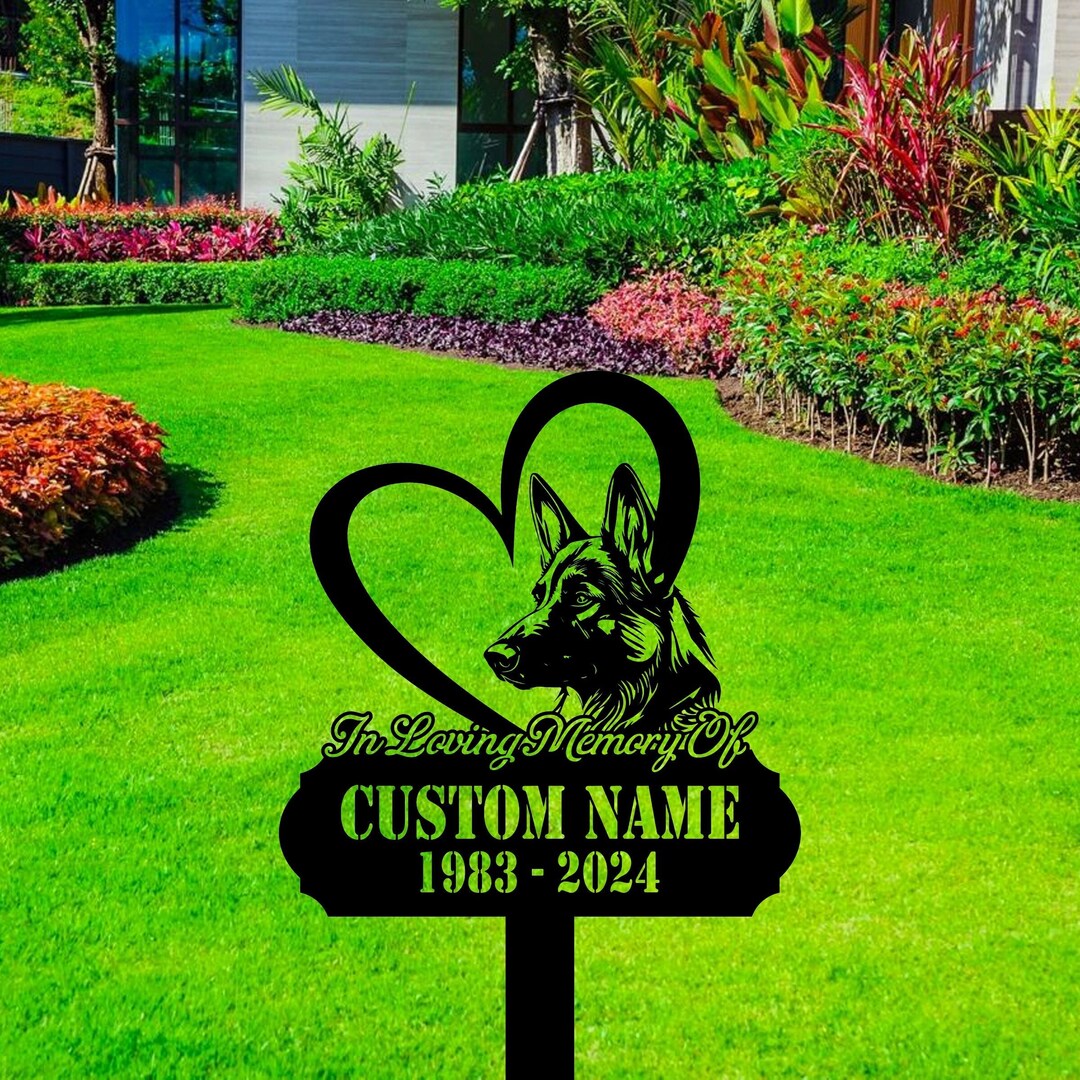 Custom Outdoor German Shepherd Metal Sign With Stakes - Personalized ...