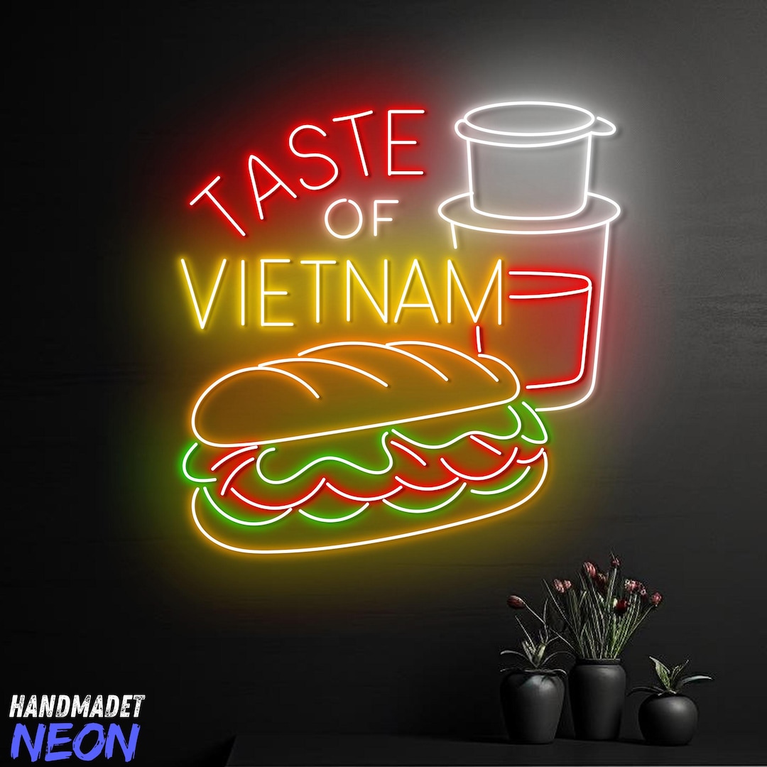 Vietnamese Banh Mi Neon Sign With Coffee, Coffee Led Light, Custom Neon ...